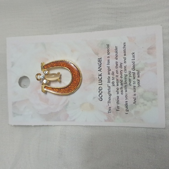 the cats meow | Jewelry | Good Luck Angel Pin Brooch Horse Shoe And ...